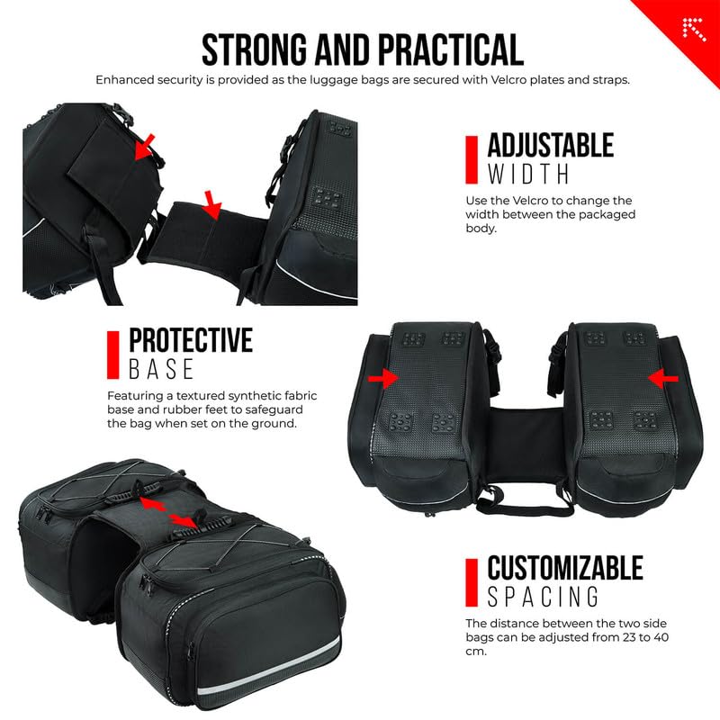 FATMUG Motorcycle Saddle Bag with Rain Cover, Double Side Storage for ...