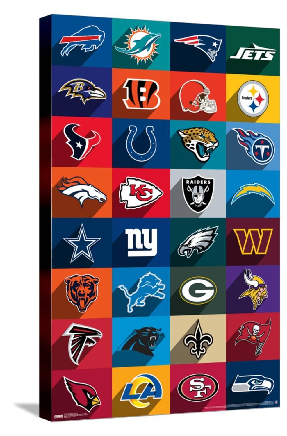 Amazon.com: Trends International NFL League - Logos 24 Canvas Wall ...