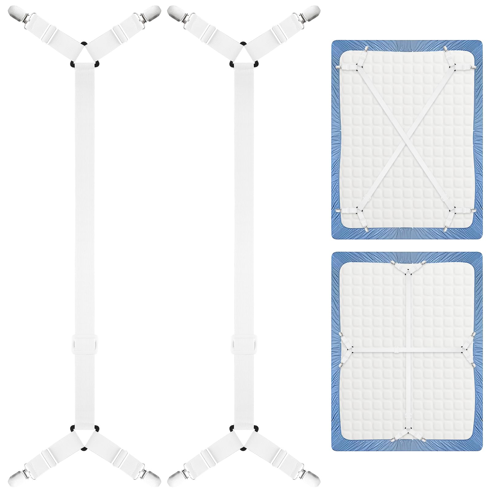 Amazon.com: Morcheiong 2 Pack Bed Sheet Fasteners Straps Adjustable Bed ...