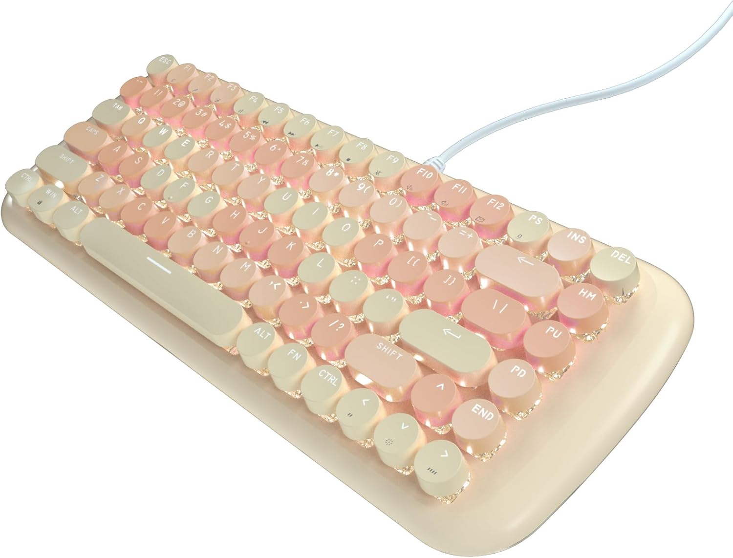 Cute Colorful Wired Mechanical Keyboard for Girls and Kids, Round ...