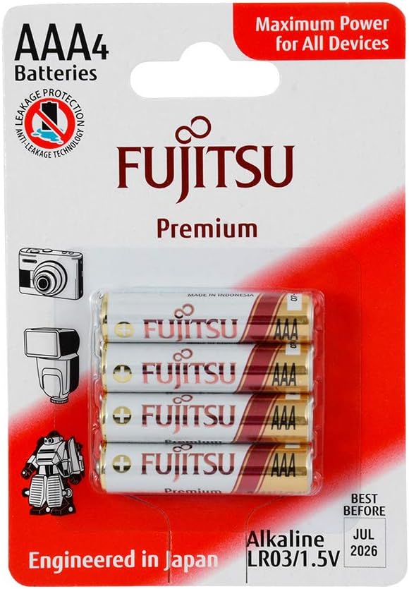Amazon.com: Fujitsu Alkaline Premium Batteries LR03 / AAA, Pack of 4 ...