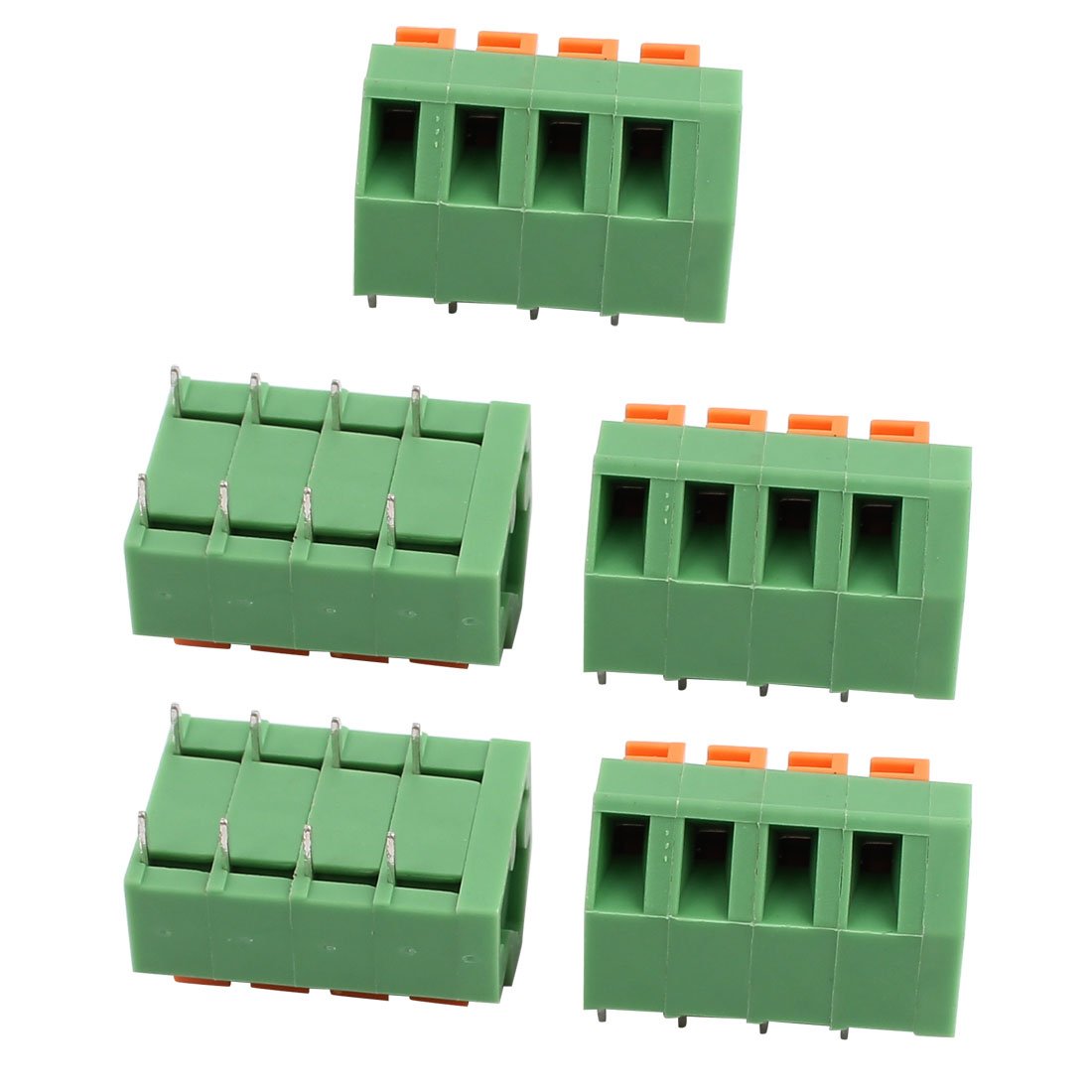 uxcell 5pcs KF237 300V 10A 5.08mm Pitch 4P Spring Terminal Block for ...