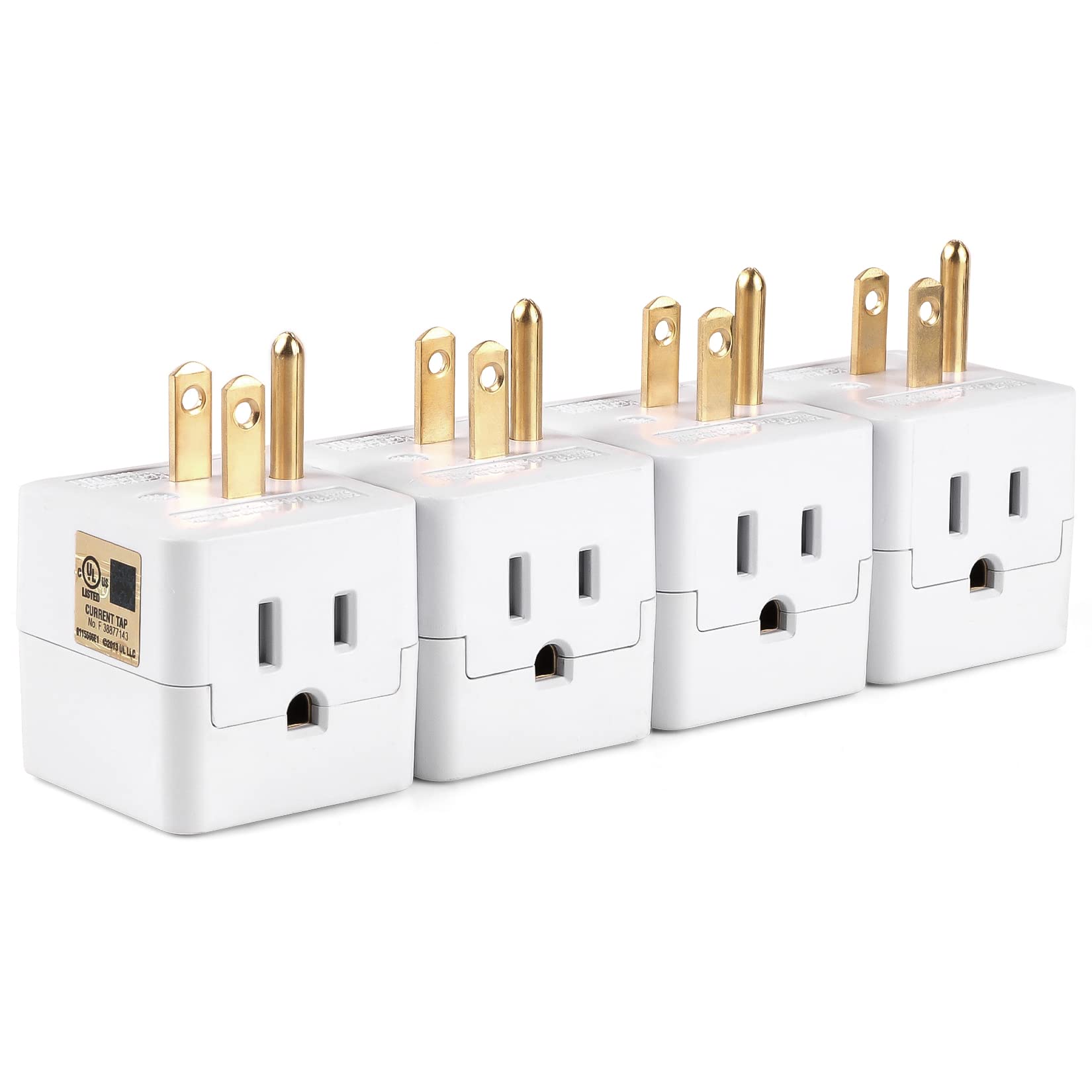 3 Outlet Wall Adapter Cube Tap, UL Listed 3 Prong Grounded Plug ...