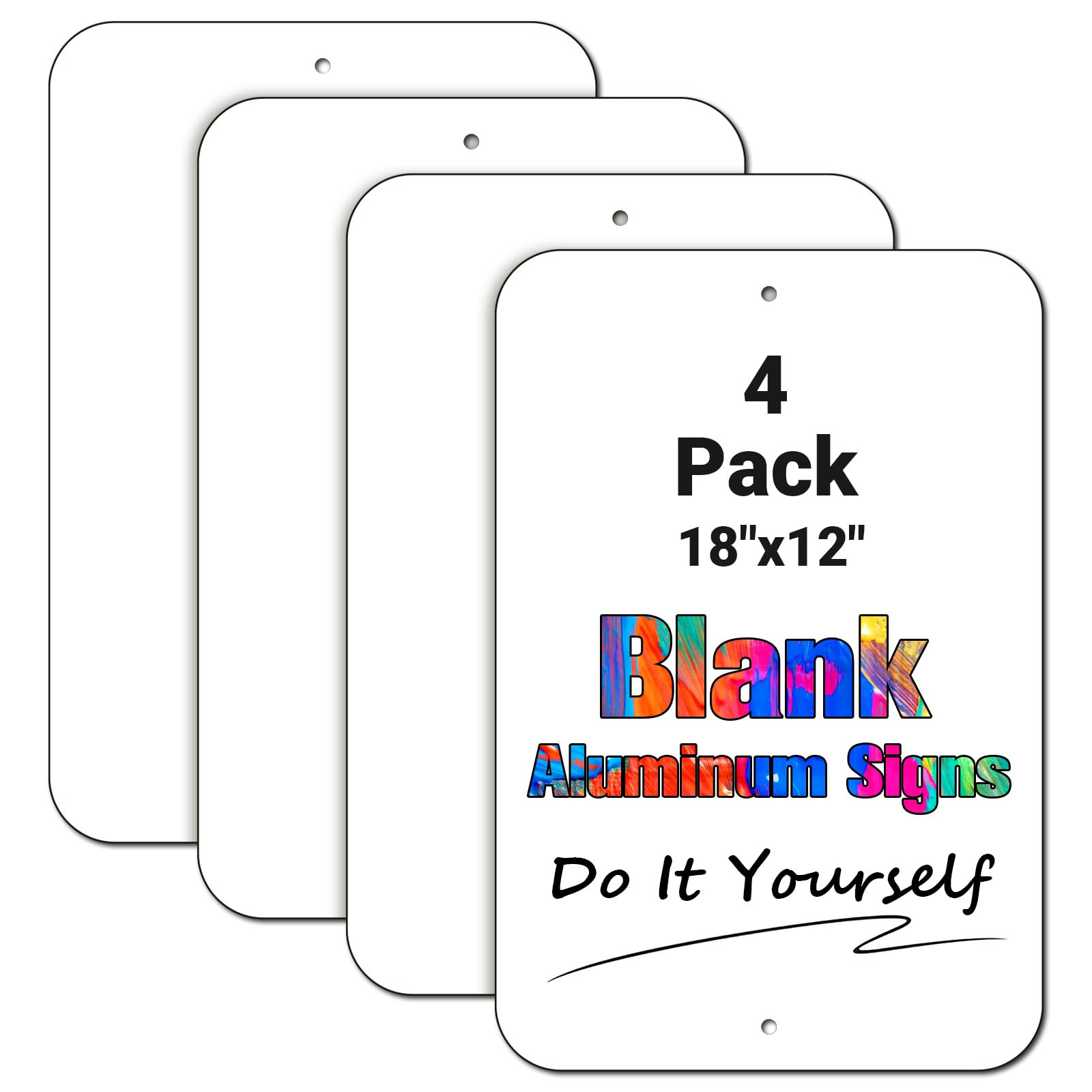 4Pack Blank Aluminum Signs, 18"x12" Blank Metal Signs, Write-On Metal ...