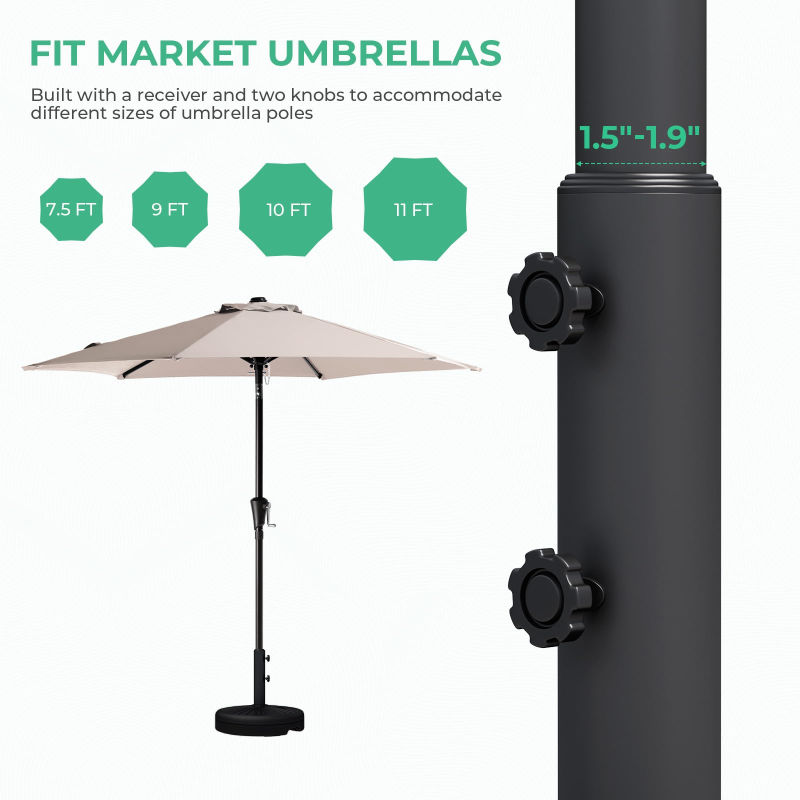 Snapklik.com : JEAREY 22L Patio Umbrella Stand, Outdoor Umbrella Base ...