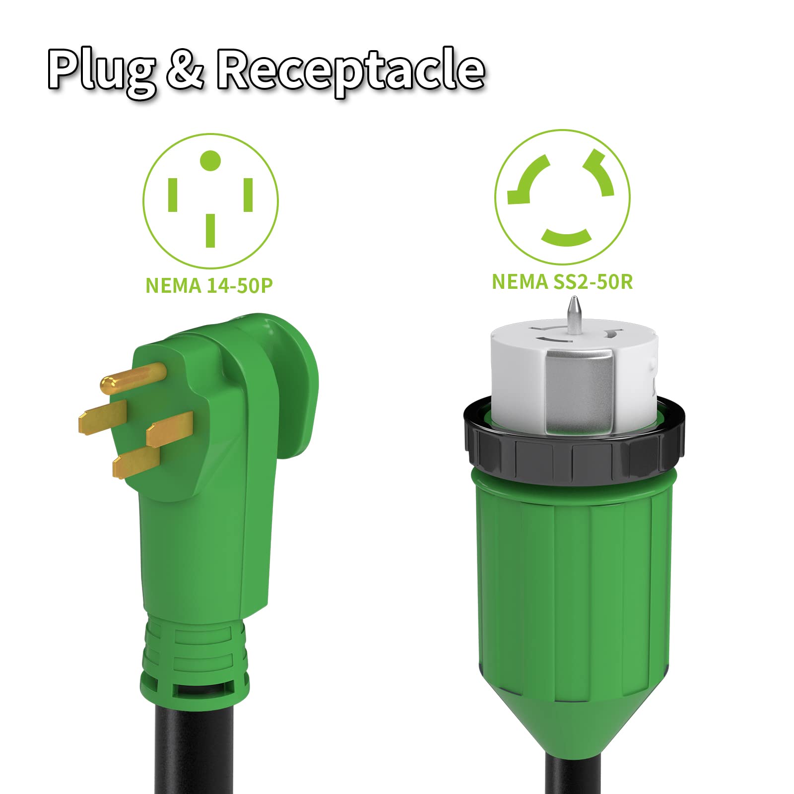 Snapklik.com : 50 Amp Generator Cord 50 Feet, Easy Plug In Handle ...