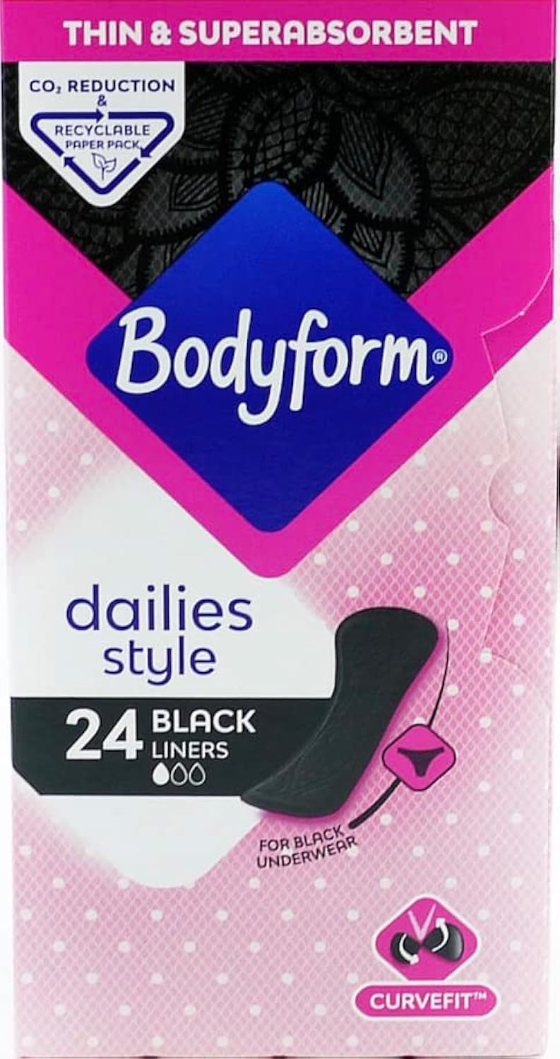 Bodyform Dailies Style 28 Black Liners Multipack Bundle 2 Pack (56 ...