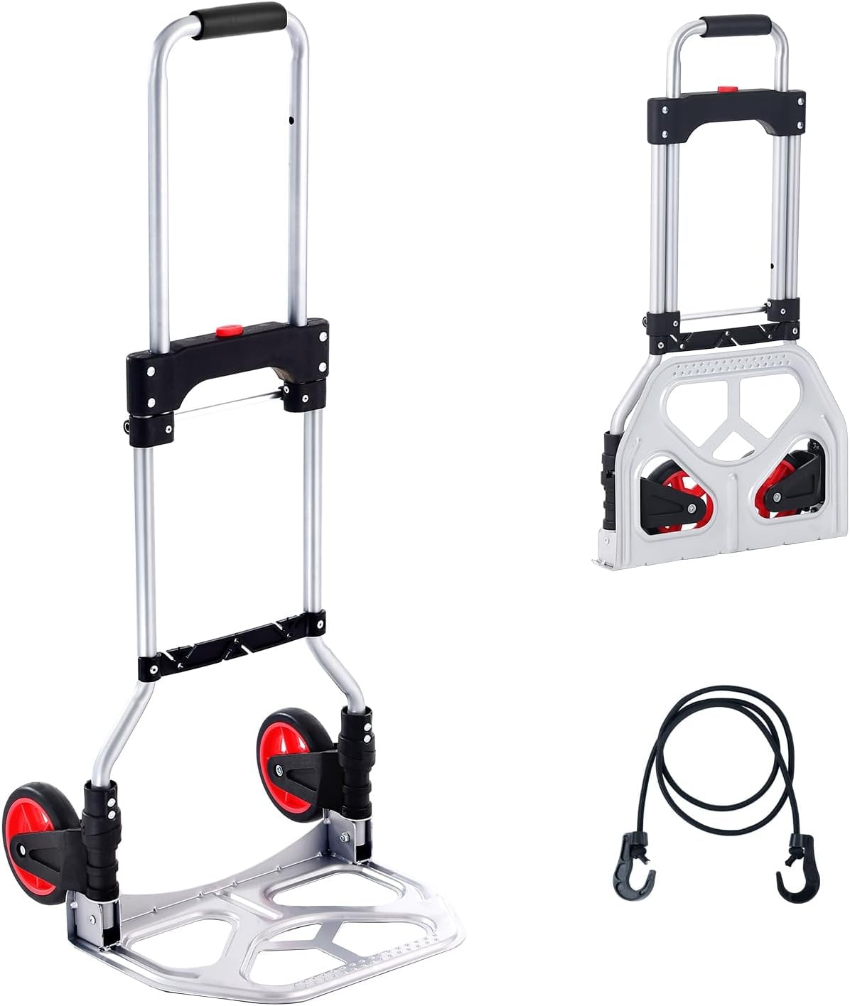 VEVOR Folding Hand Truck, 80 kg Load Capacity, Aluminum Portable Cart ...