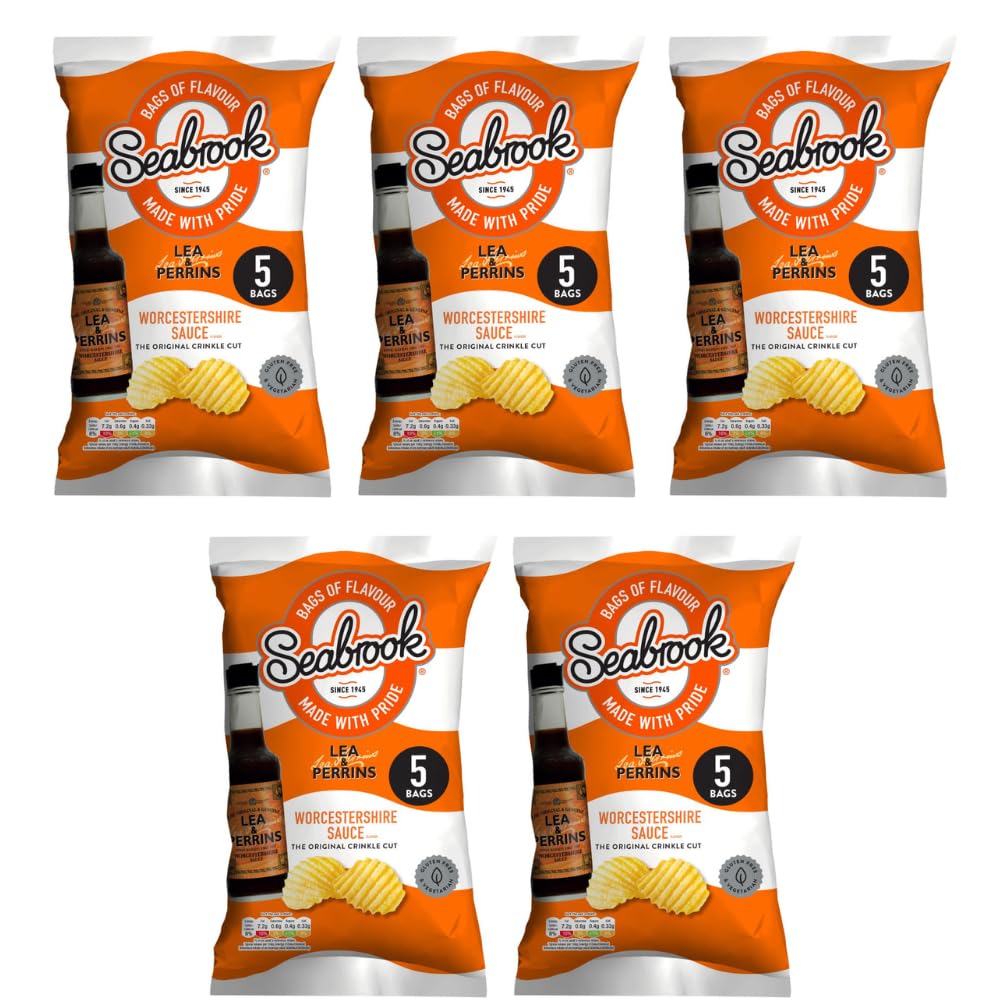 Seabrok Crinkle Cut Crisps 5 Pack - Lea Perrins Worcestershire Sauce ...