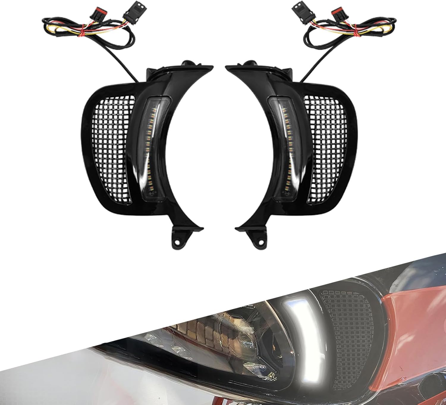 Amazon.com: HCmotorku LED Headlight Vent Turn Signal Fairing Vent ...