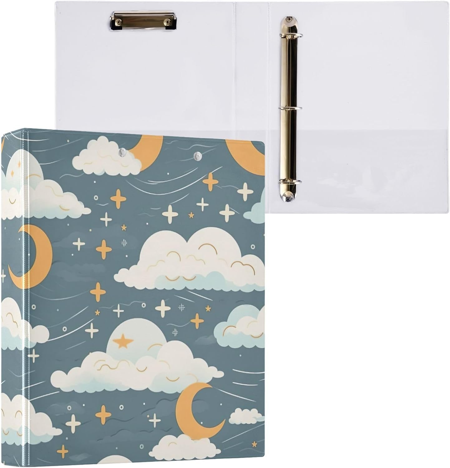 Amazon.com : UMIRIKO 3 Ring Binders Stars and Moon Holds 200 Sheets ...