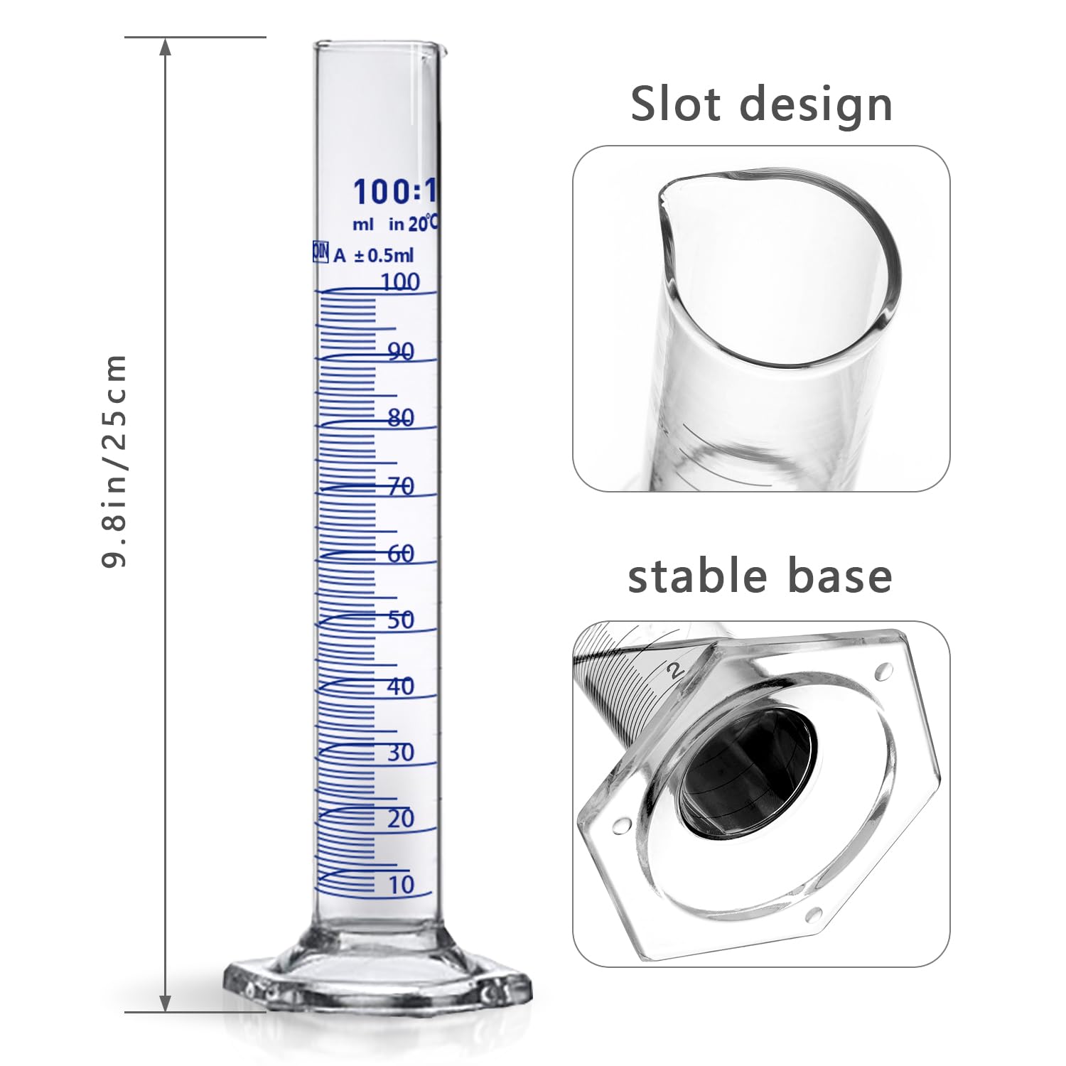 Snapklik.com : Thick Glass Graduated Cylinder Measuring Liquid Lab ...
