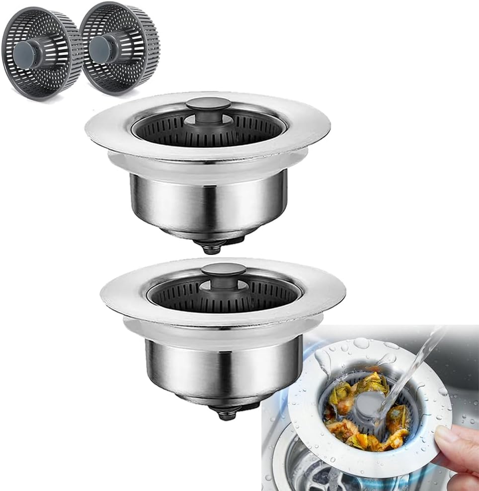 3-in-1 Stainless Steel Sink Aid, Kitchen Sink Drain Strainer, Stainless ...