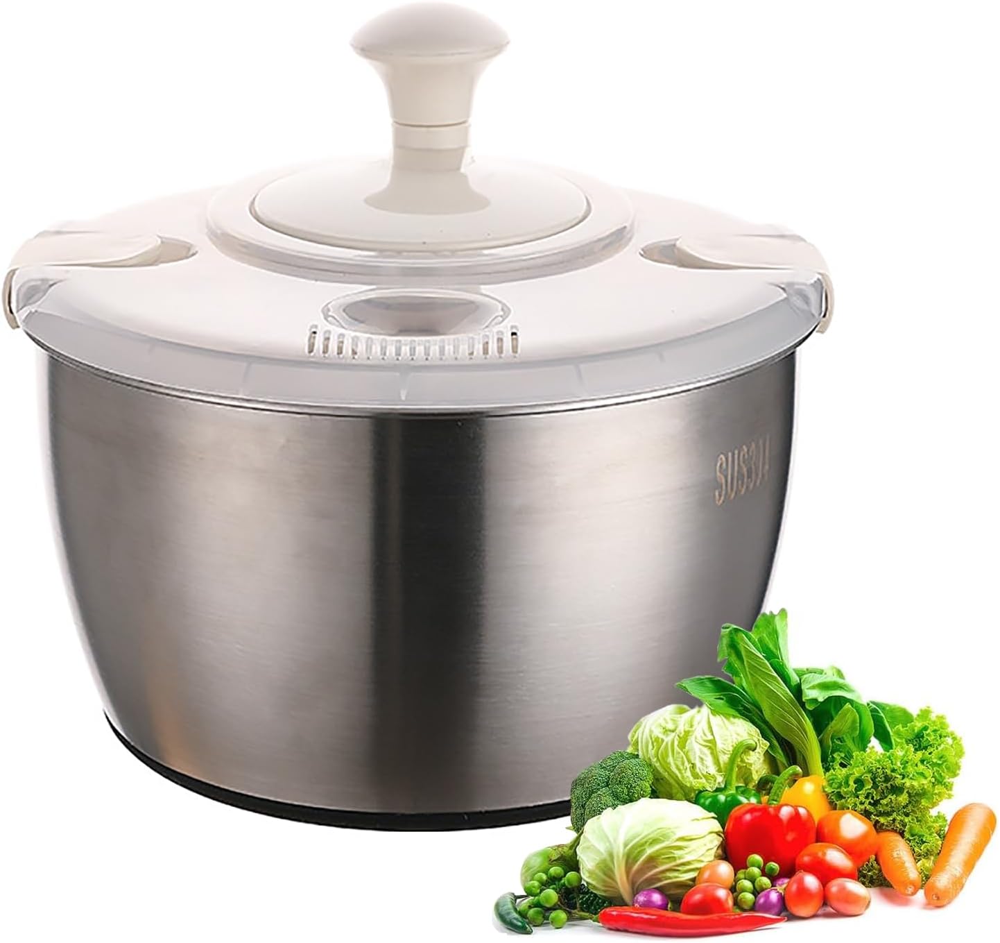 Amazon.com: AHMALL Stainless Steel Salad Spinner, Lettuce Cleaner and ...