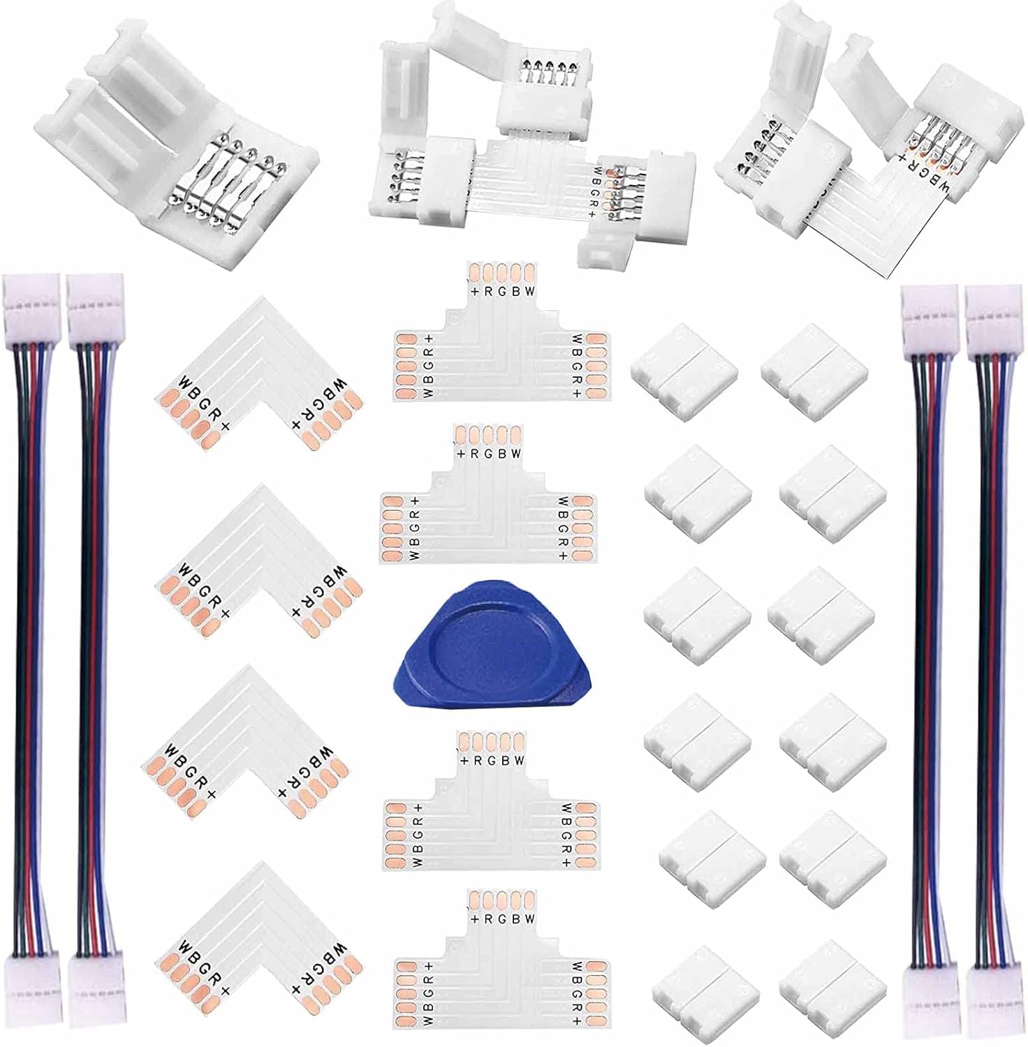 loodyed LED Strip Connector 5 Pin 12mm Kit Include L Shape and T Shape ...