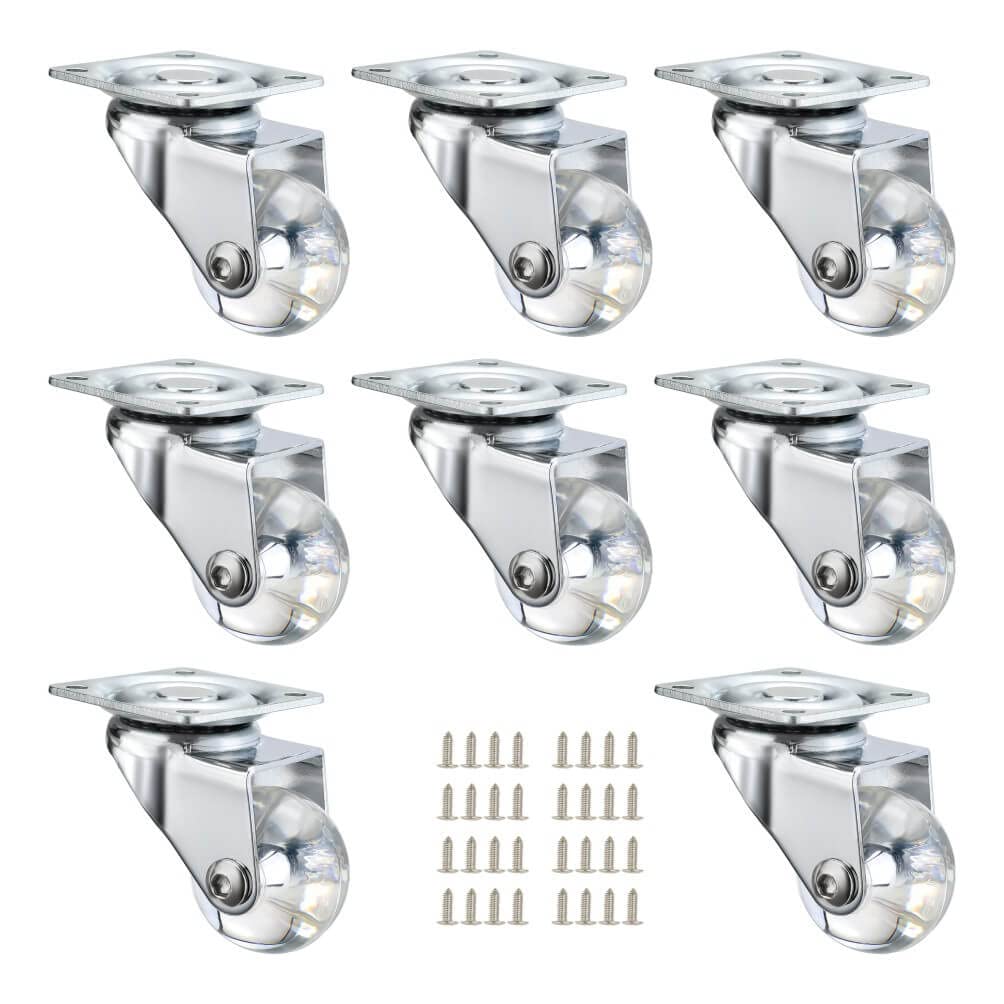 Snapklik.com : JGJC 1.5 Inch Casters 8 Pack, Clear Polyurethane Caster ...