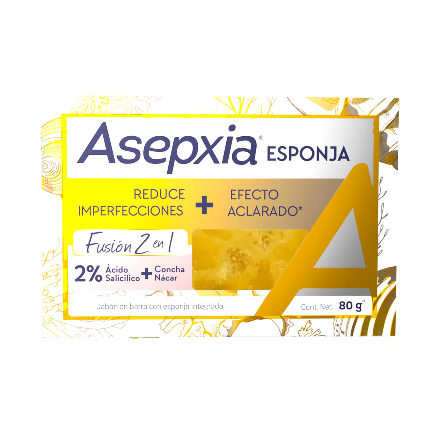 ASEPXIA Fusión 2 en 1 Concha Nácar Jabón - Esponja, Elimina ...