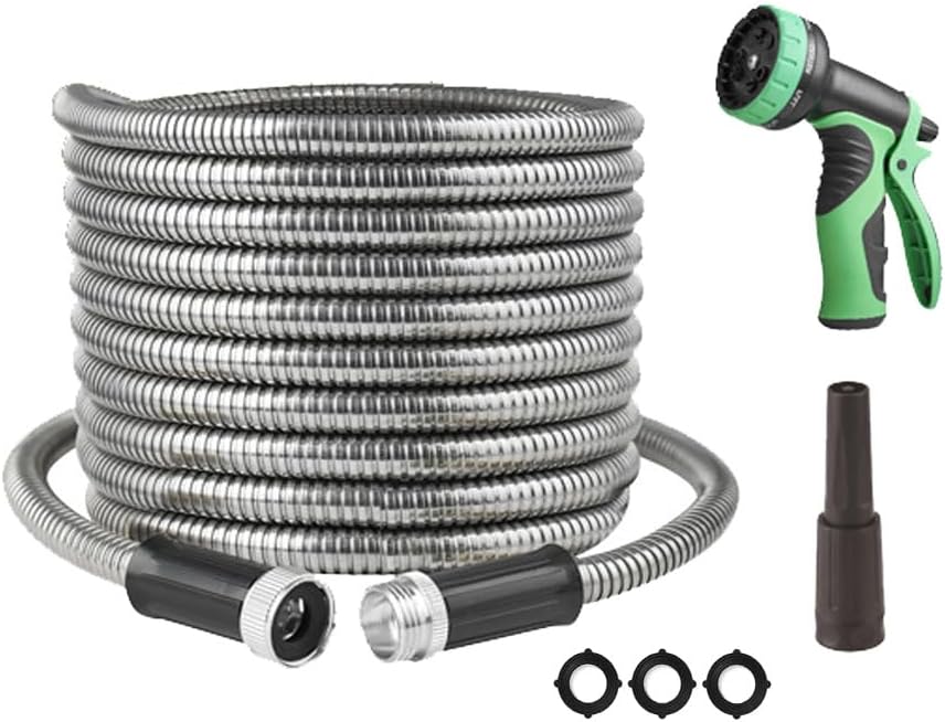 Amazon.com: Metal Garden Water Hose Stainless Steel Heavy Duty Flexible ...