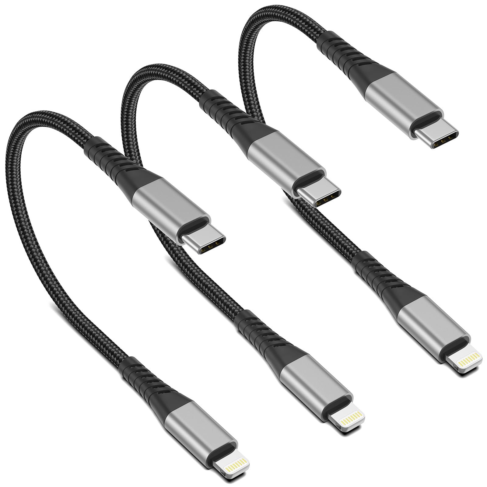 Amazon.com: 6 inch USB C to Lightning Cable Short 3-Pack, Braided Type ...