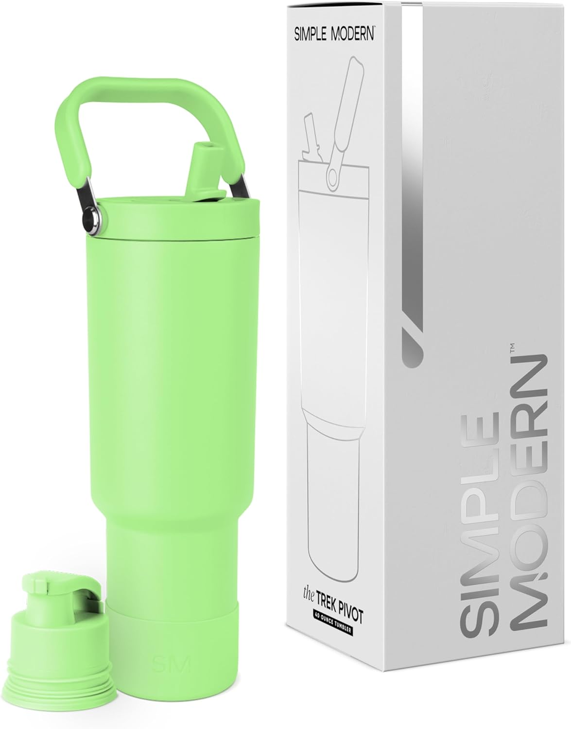 Amazon.com: Simple Modern Trek Pivot | 40oz Flip Straw Tumbler with Handle | Water Bottle & Boot ...