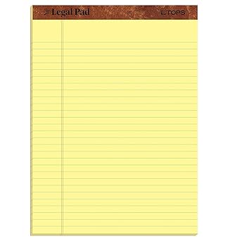 TOPS The Legal Pad Writing Pads, 8-1/2" x 11-3/4", Canary Paper, Legal ...