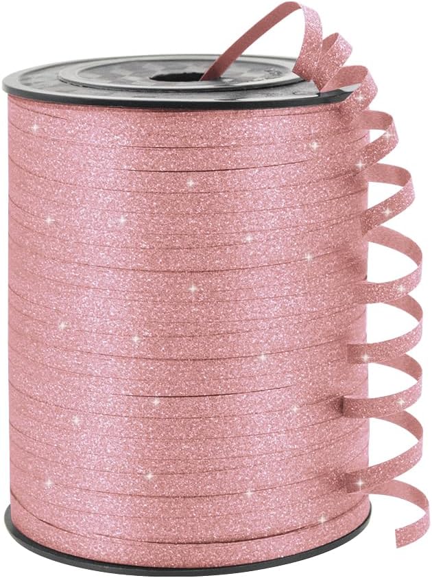 Amazon.com: KMER LIFE Pink Glitter Curling Ribbon, 1/5" Wide x 500 ...
