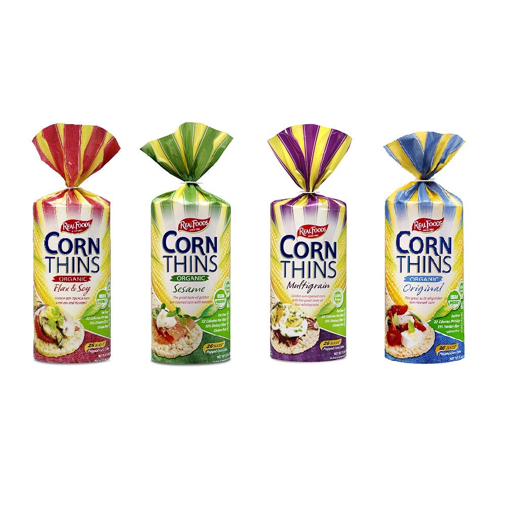 Amazon.com: Real Foods Organic Corn Thins Variety: Multigrain, Original ...