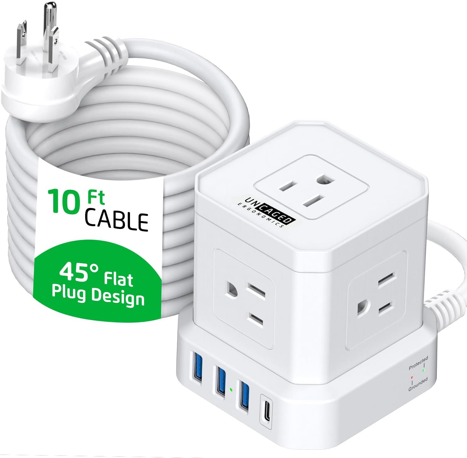 Amazon.com: Uncaged Ergonomics Cube Power Strips w/Surge Protection ...