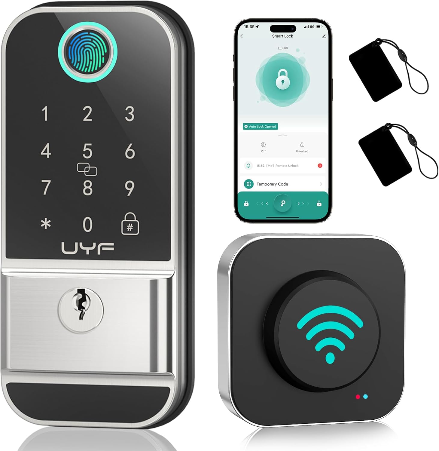 WiFi Keyless Entry Door Lock: UYF Fingerprint Smart Door Lock with ...