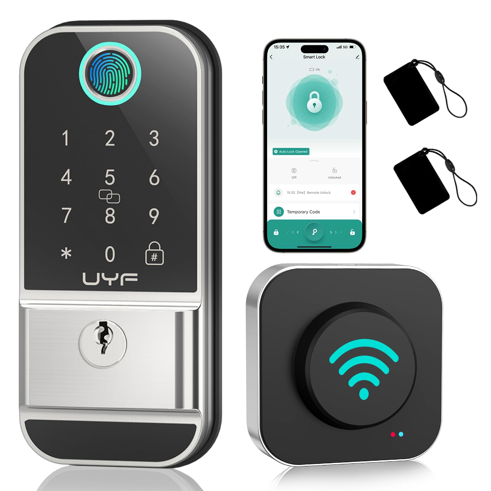 WiFi Keyless Entry Door Lock: UYF Fingerprint Smart Door Lock with ...