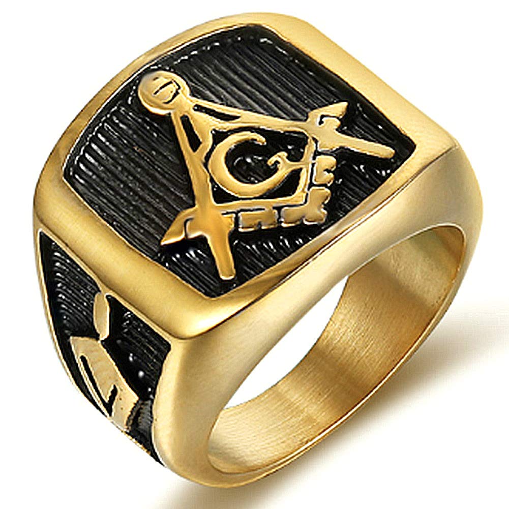 Buy Stainless Steel Masonic Ring for Men Vintage Freemason Symbol ...
