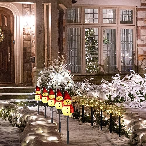 Amazon.com : LAEAFSPOS Christmas Pathway Solar Lights Outdoor 6 Pack ...