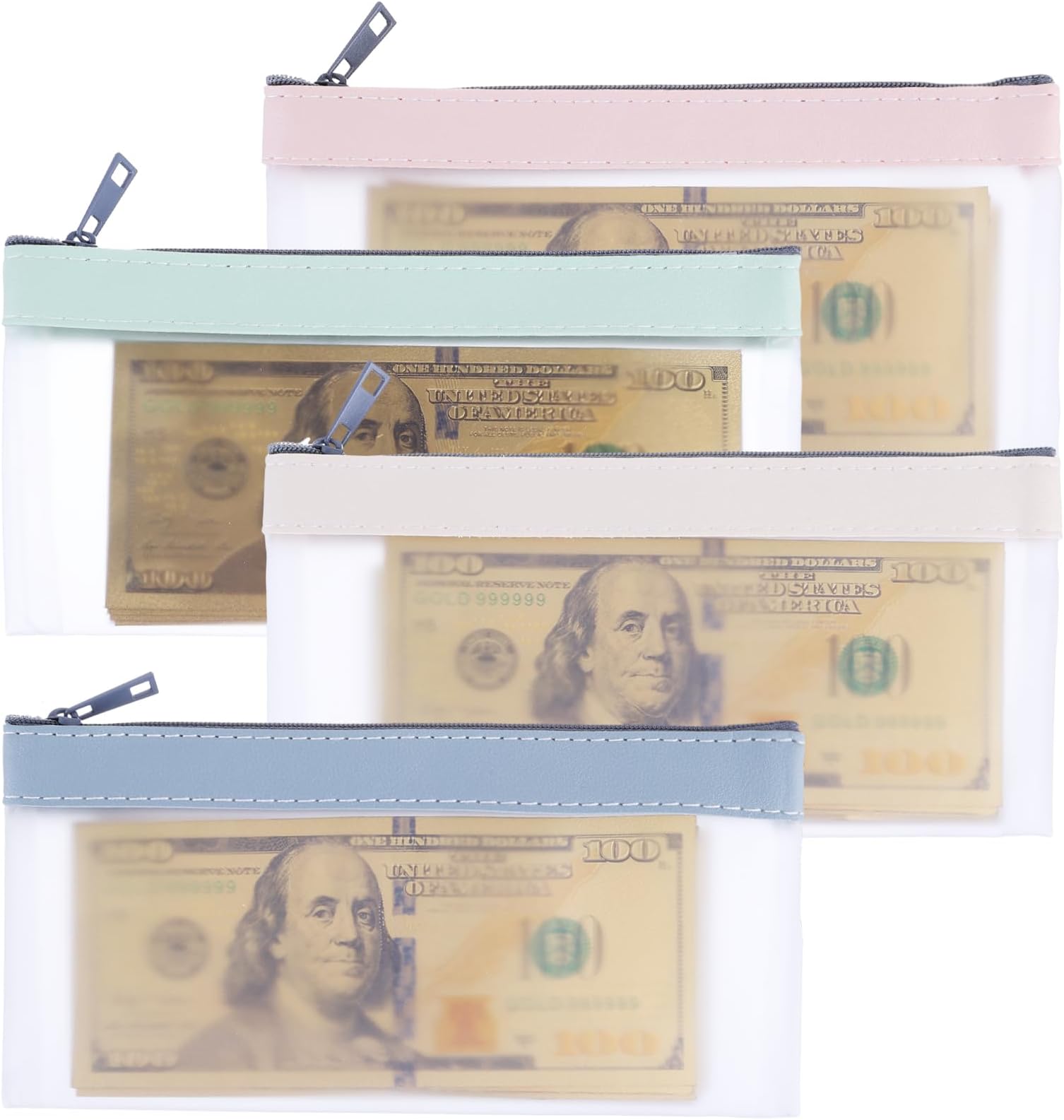 Amazon.com: Bewudy 4 Pcs Money Bags with Zipper, Clear Cash Envelopes ...