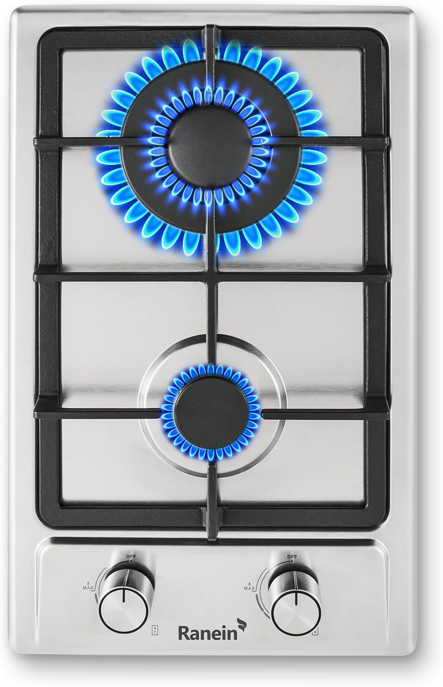 Amazon.com: 2 Burner Gas Cooktop – Stainless Steel Built-in Gas Stove ...