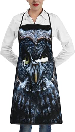 Amazon.com: Great Grey Owl Aprons With Pocket - Waterproof Adjustable ...