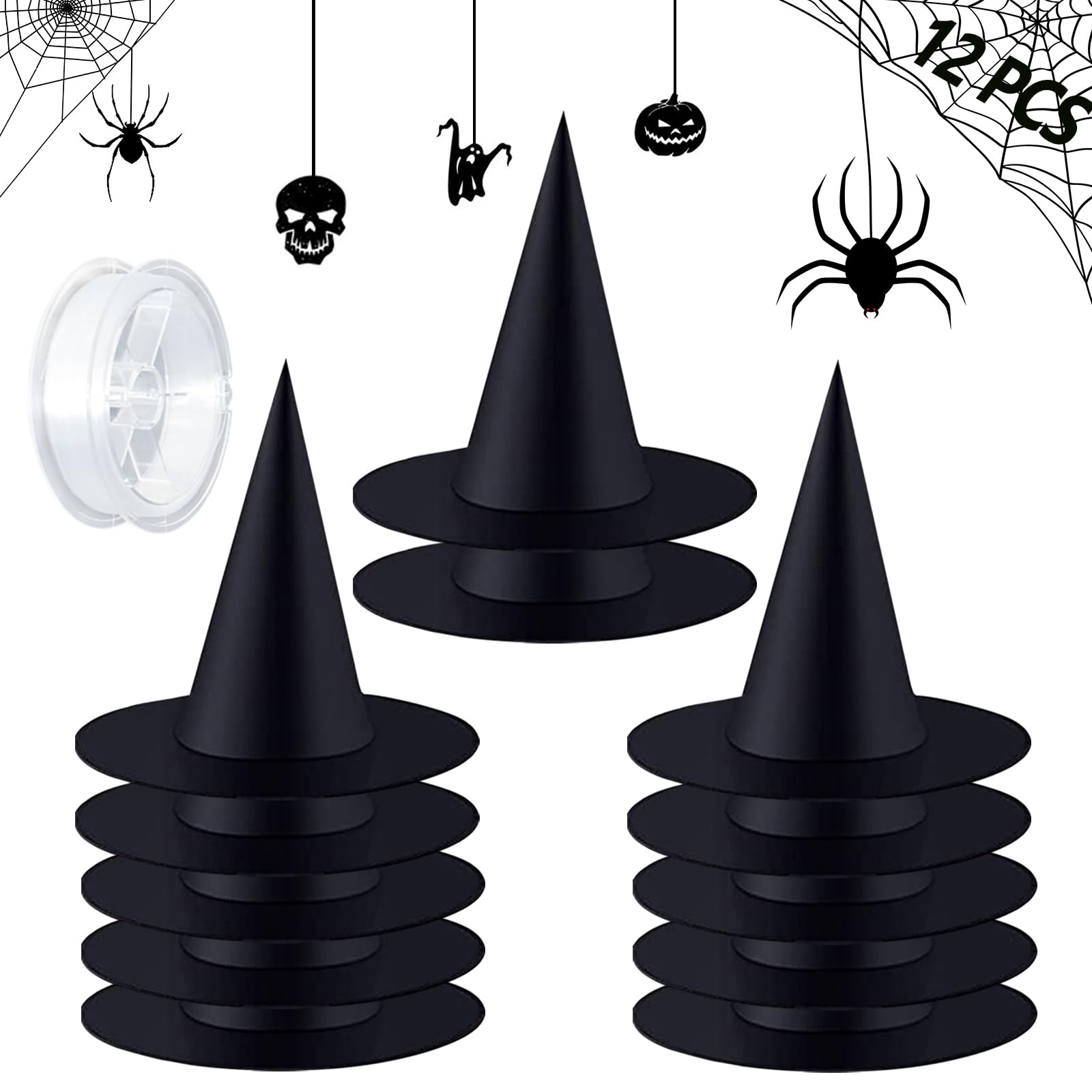 Snapklik.com : 12Pack Halloween Witch Hat Black Floating Witch Hats ...