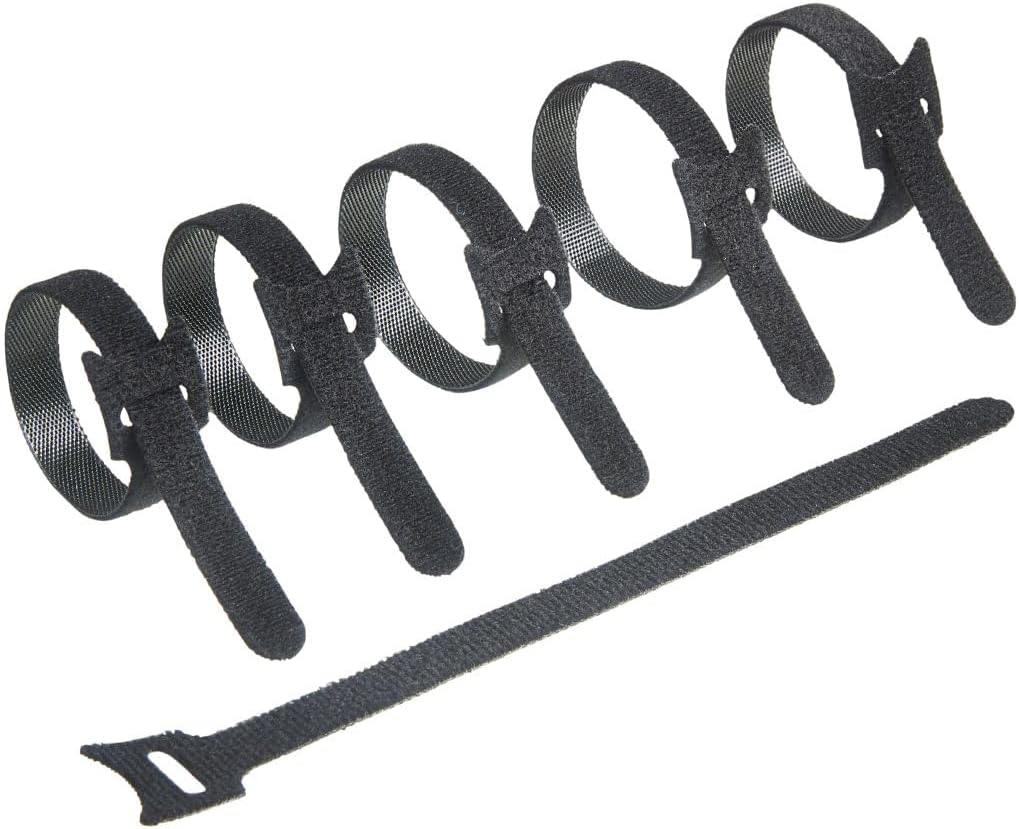 100 x Black Adjustable Reusable Cable Straps, Hook and Loop , Long ...