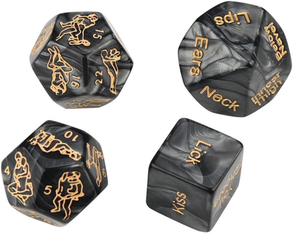 Juego de dados sexuales, 4 piezas de dados sexuales negros para parejas, juego de dados para ...