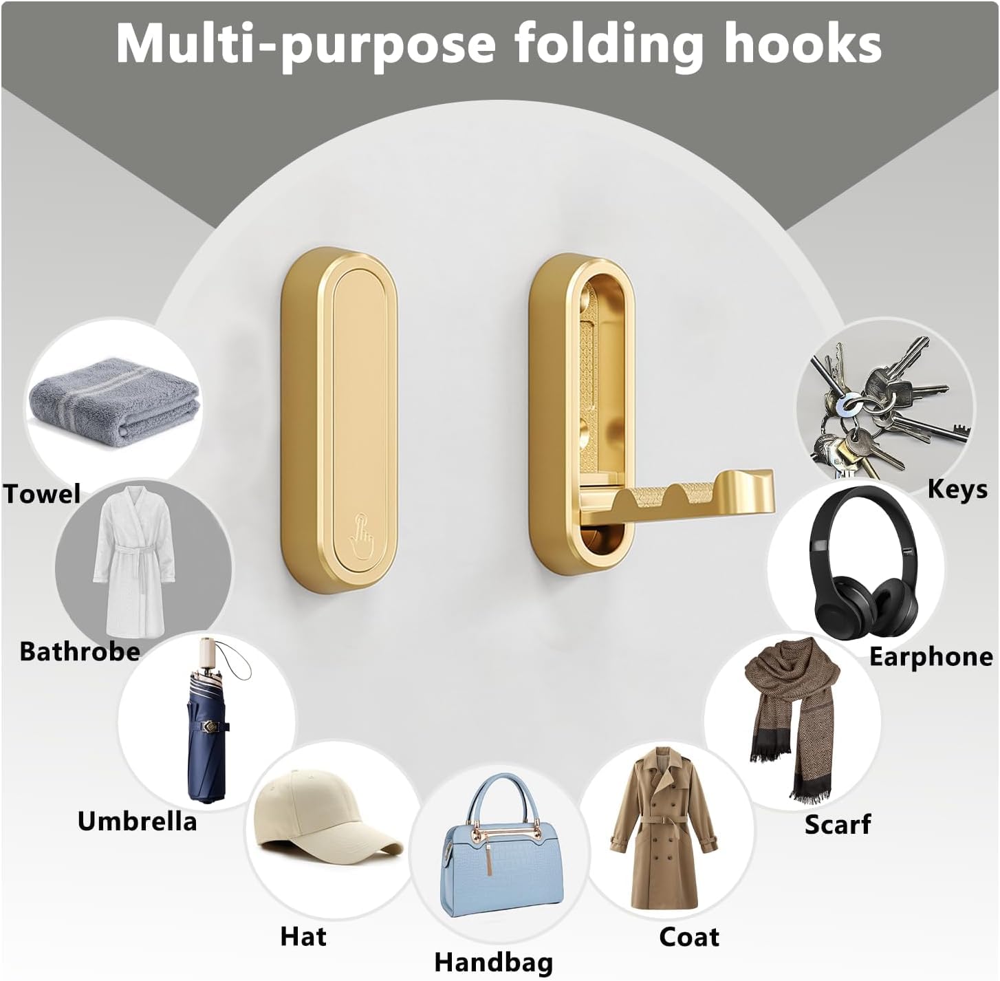 Wall Hook TNHINA Foldable Hooks Wall Mount, Folding Coat Hooks Wall ...