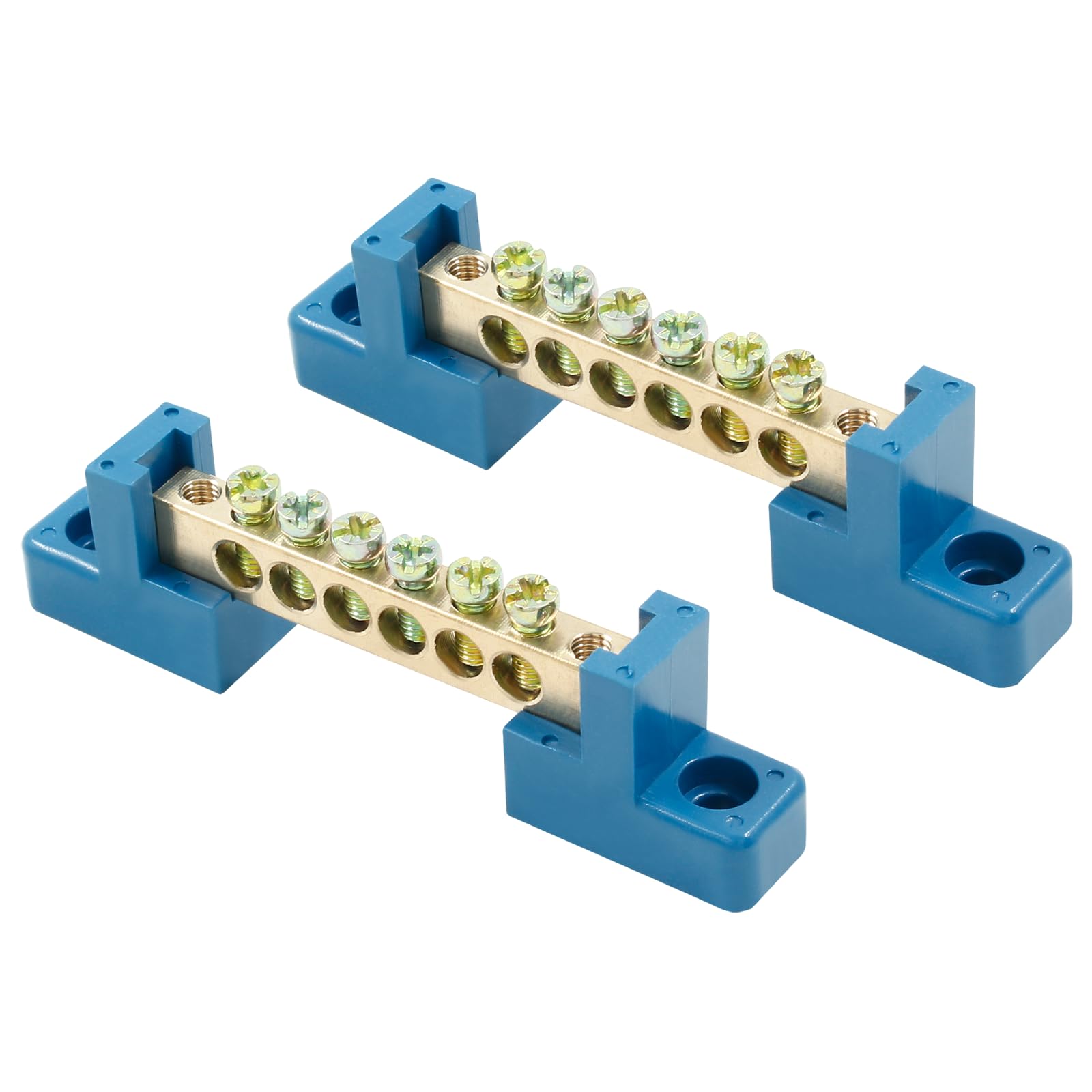 Moicstiy 2 Pcs Terminal Bus Bar Blue Terminal Block Screw Brass ...