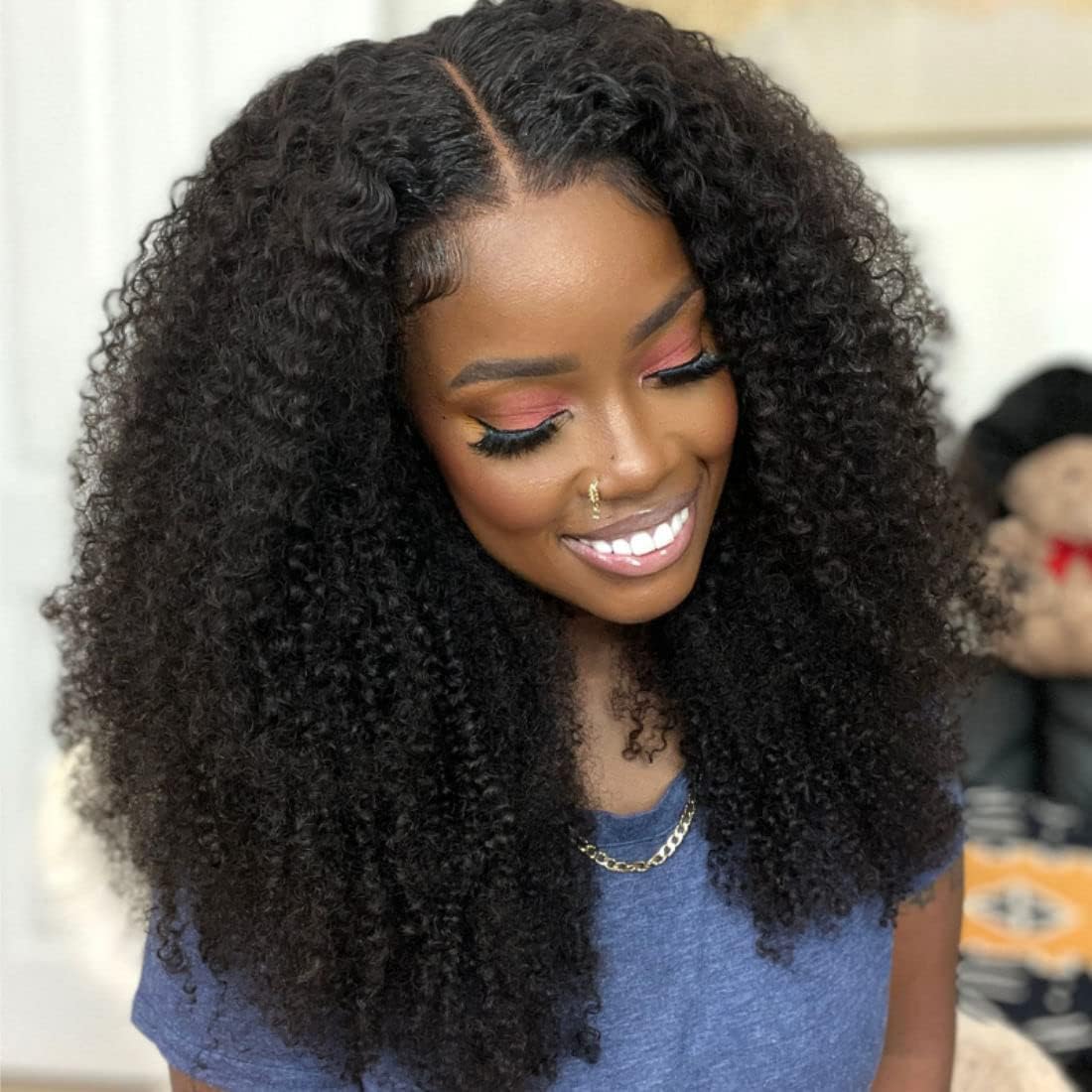 Amazon.com : yuccy Curly Bob Wig Human Hair 13X4 Water Wave Lace Front ...