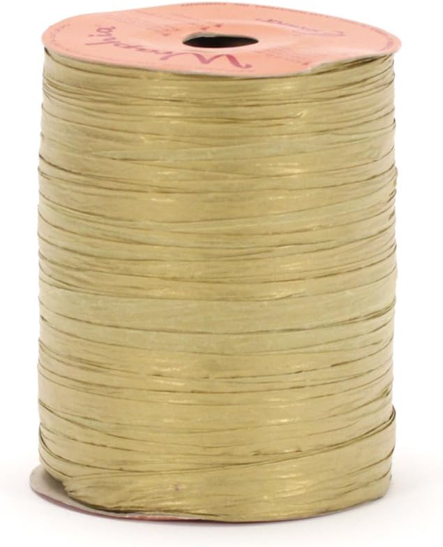 Amazon.com: Berwick Offray Matte Holiday Gold Raffia Ribbon, 1/4'' Wide ...