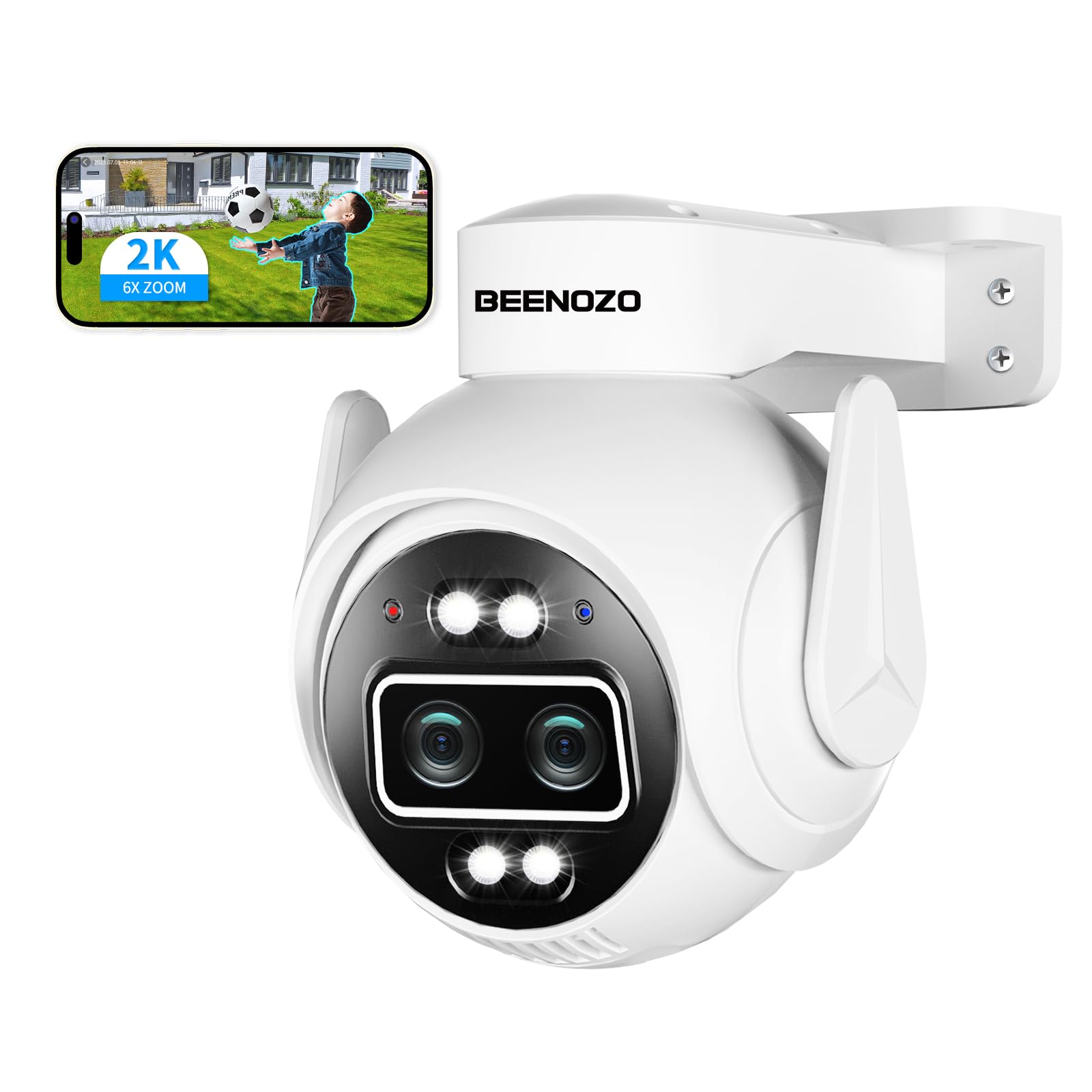 BEENOZO [Zoom Hybrid 6X] 2K Telecamera di sorveglianza WiFi esterna con ...