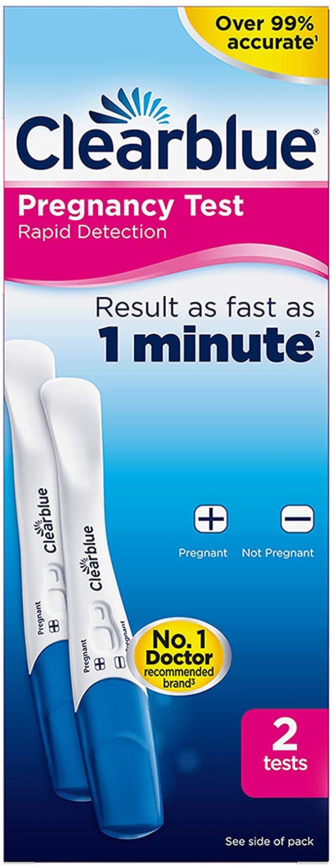 Buy Clearblue Rapid Detection Pregnancy Test, Fast From 1 Minute, 2 ...