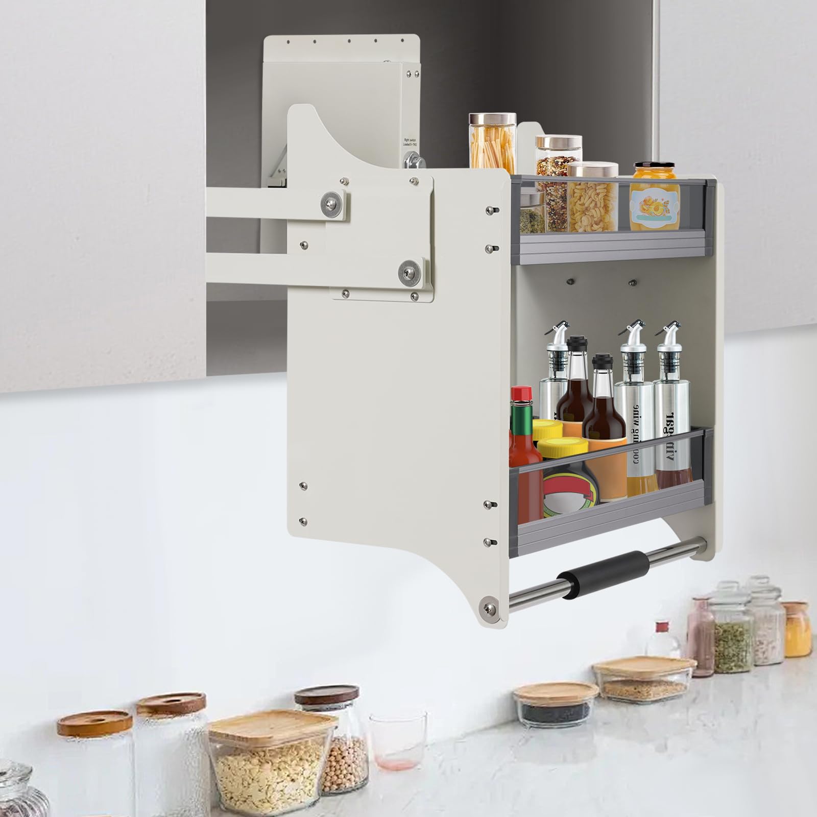 Amazon.com: 2 Tier Pull Down Cabinet Organizer, 22in Adjustable Pull ...