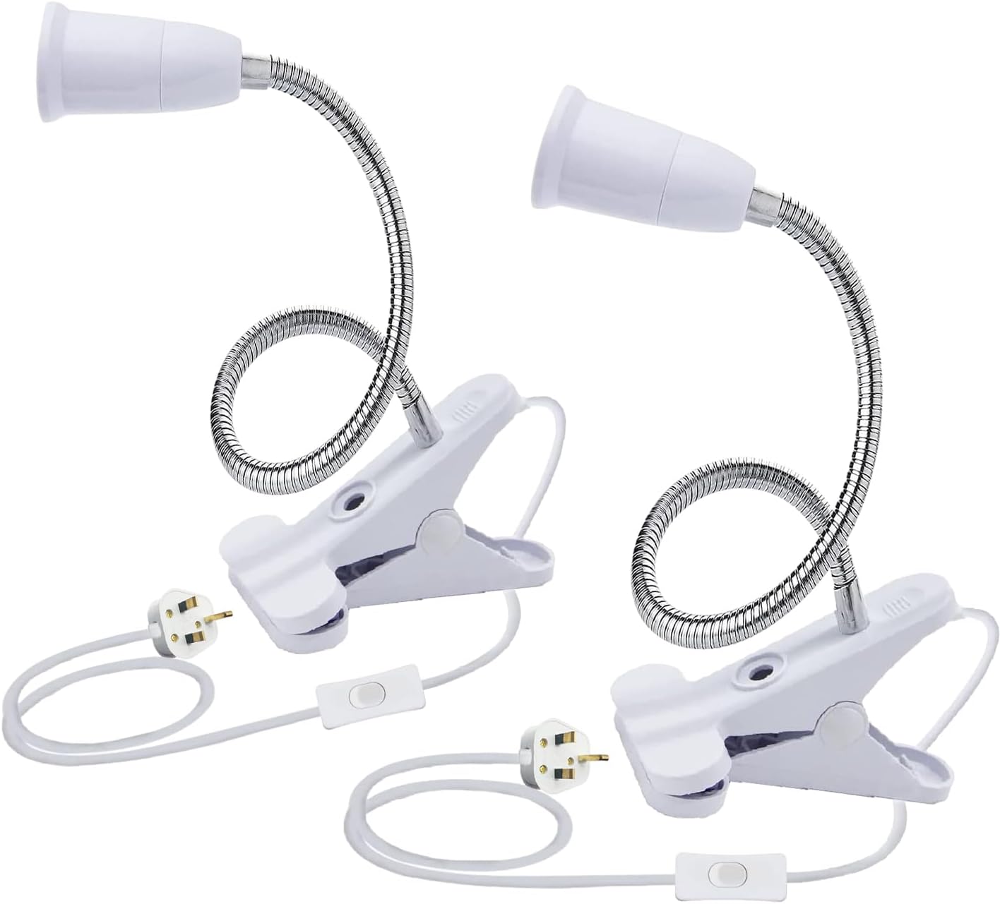 OMIGA 2 Pcs E27 Lamp Holder Clip on Bedside Desk Light with 20 cm Cable ...