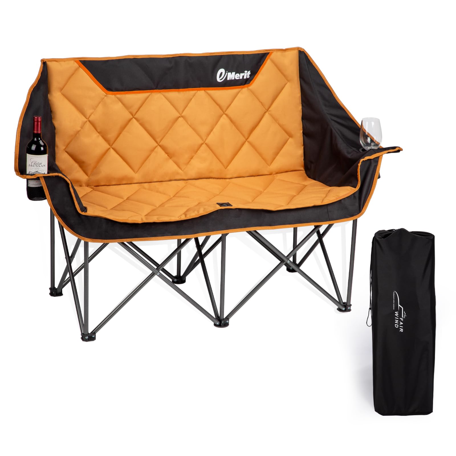 Snapklik.com : EMERIT Oversized Double Duo Camping Chair Folding Camping Loveseat 2 Person ...