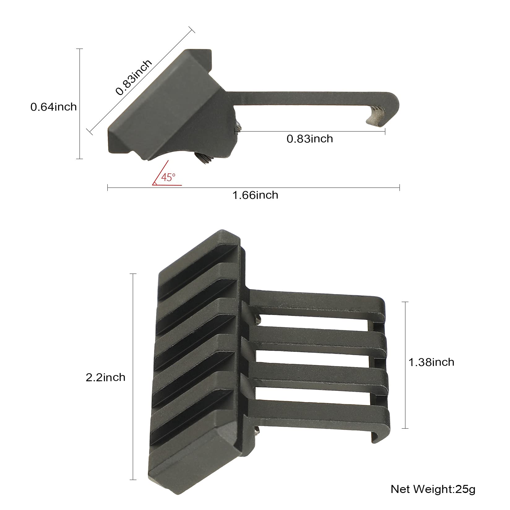 ohhunt Low Profile 5 Slot 45 Degree Offset Picatinny Rail Mount for ...