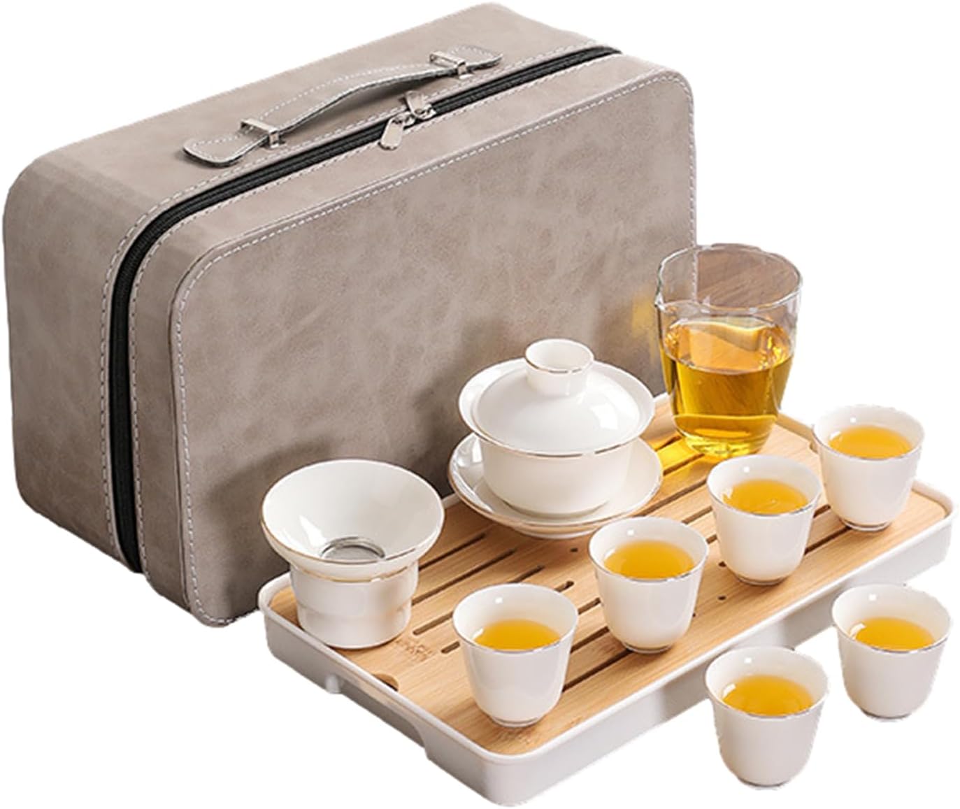 Amazon.com | KEYDUACU Gaiwan Tea Set Chinese Gongfu Tea Set Portable ...