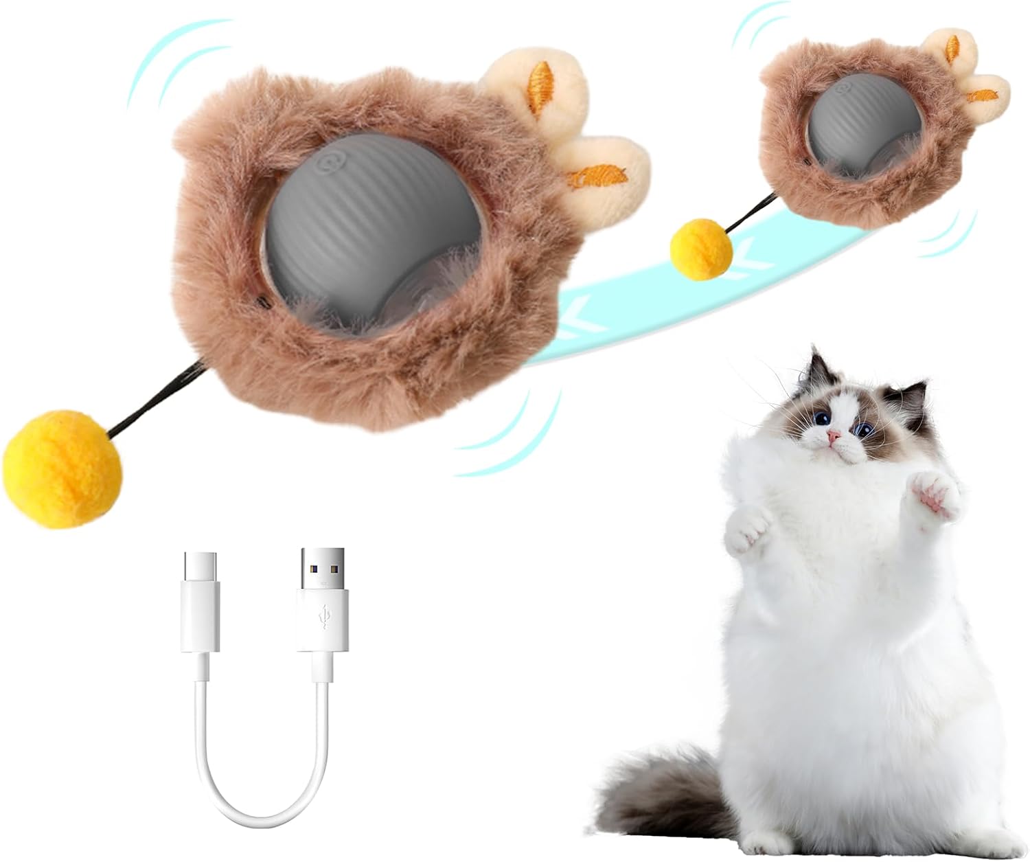 Amazon.com: Oiuyamn Cat Interactive Toy Ball, Smart Rolling Cat Toy ...